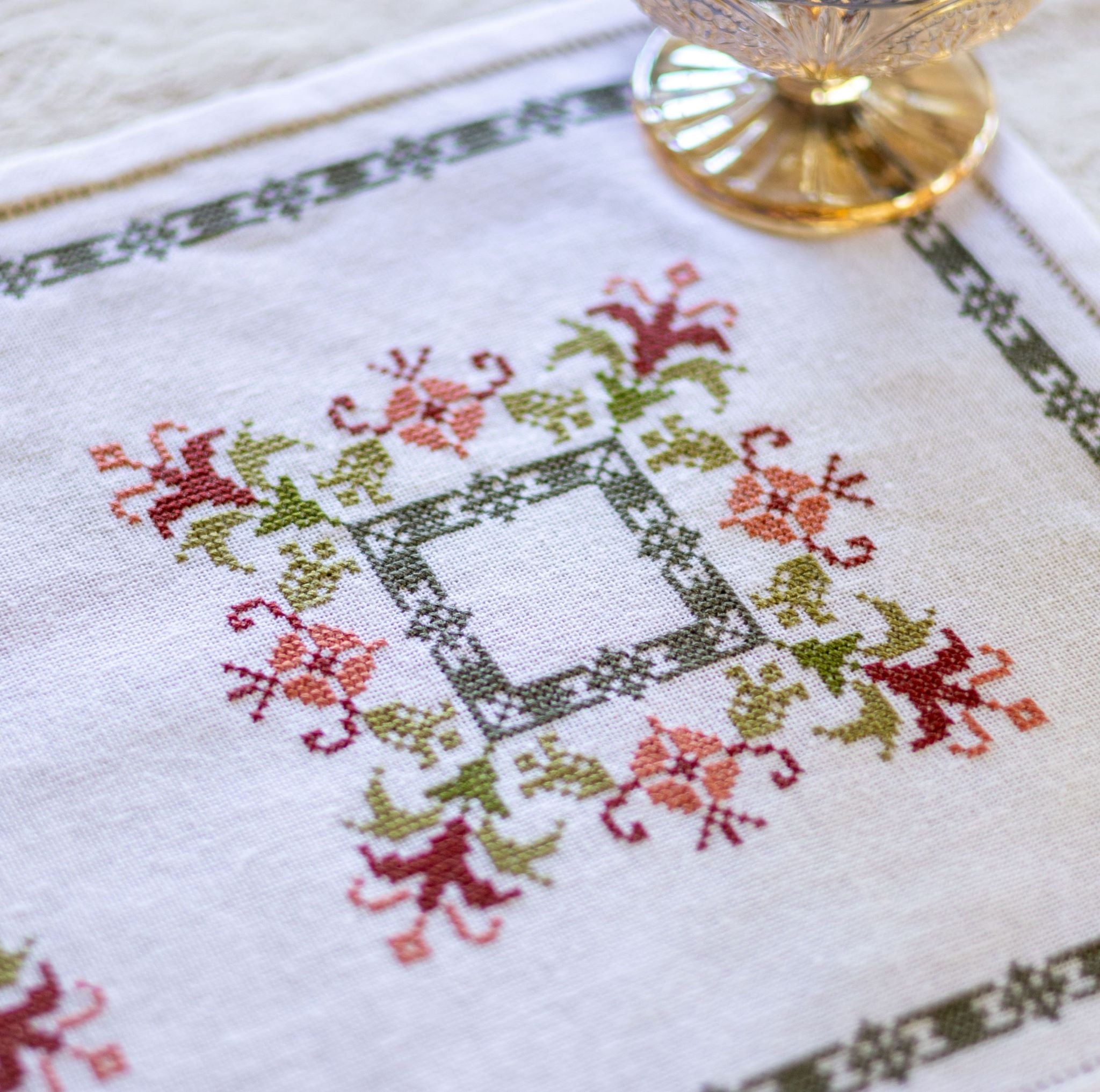 Anthea table runner cross stitch folk embroidery kit – Avlea Folk ...