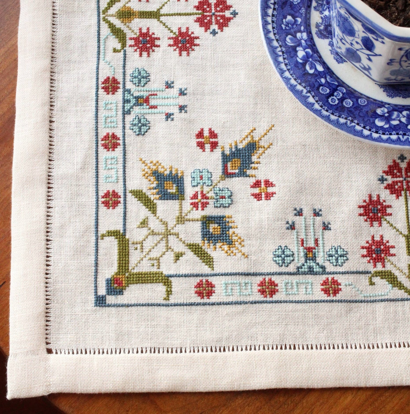 Blue Larkspur cross stitch folk embroidery kit – Avlea Folk Embroidery