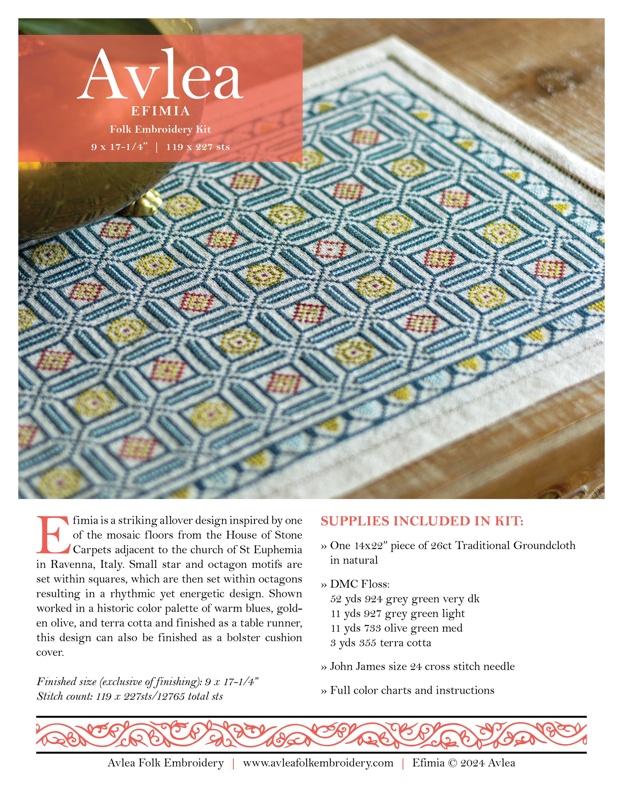 Efimia cross stitch folk embroidery kit – Avlea Folk Embroidery
