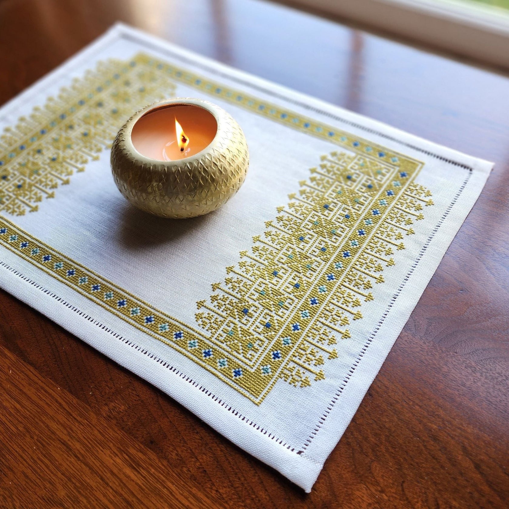 Golden Celandine cross stitch folk embroidery kit – Avlea Folk Embroidery