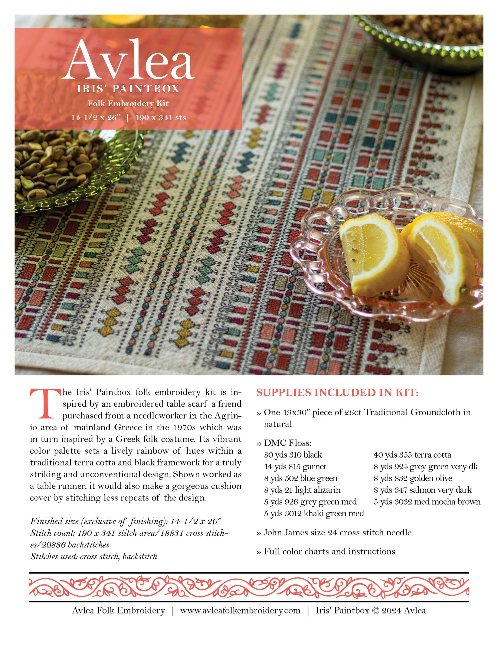 Iris Paintbox cross stitch folk embroidery kit – Avlea Folk Embroidery