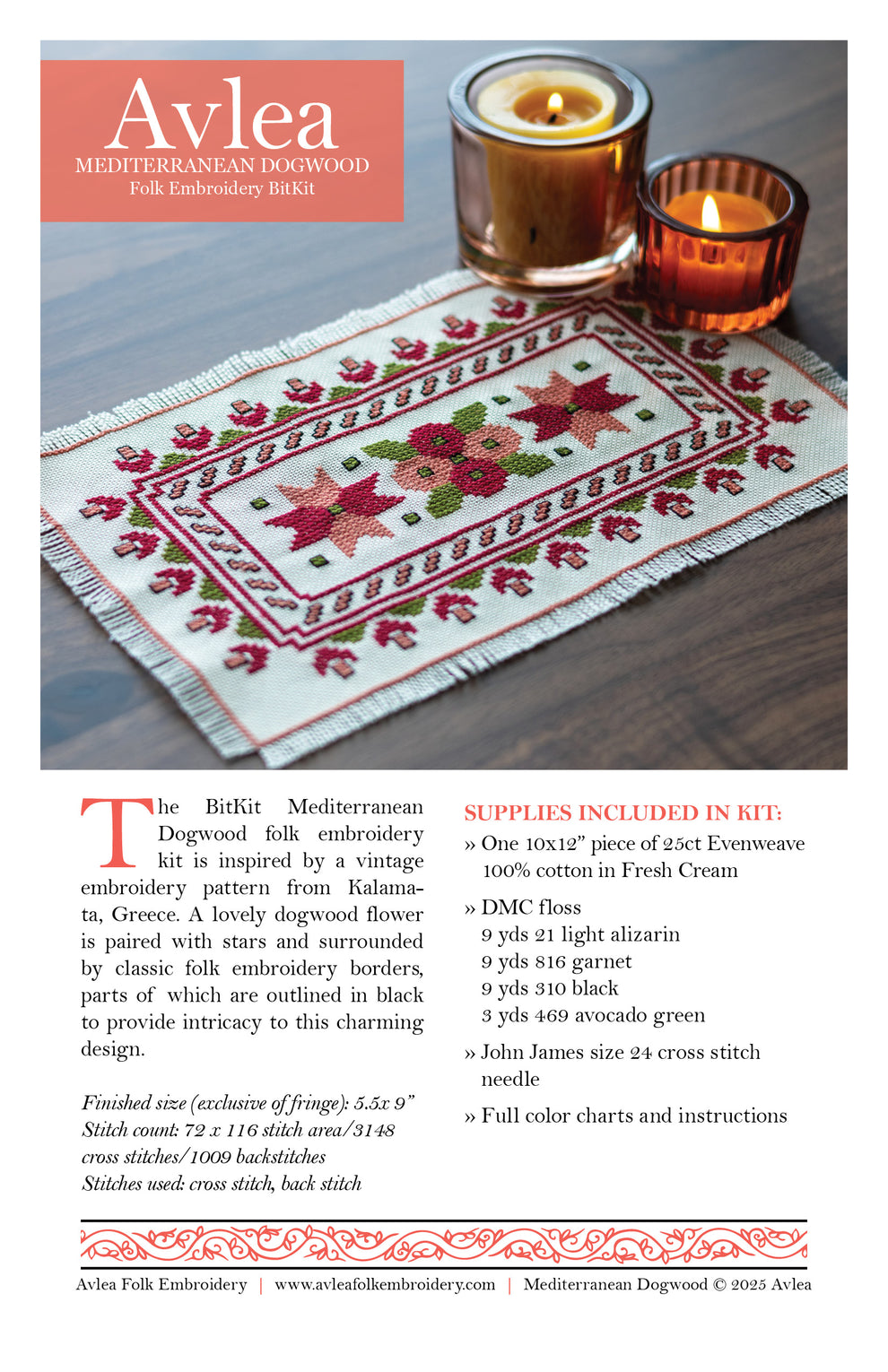 BitKit Mediterranean Dogwood cross stitch folk embroidery PDF pattern ...